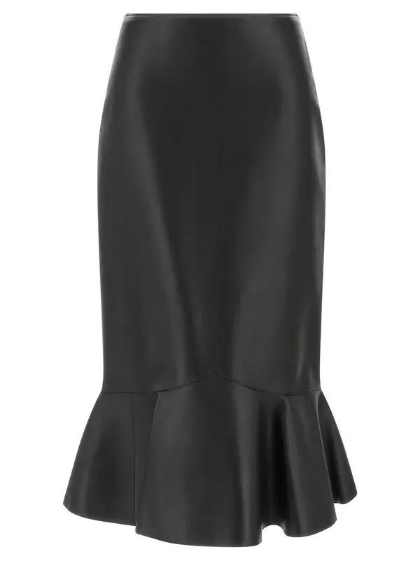 Fendi Nappa Leather Midi Skirt