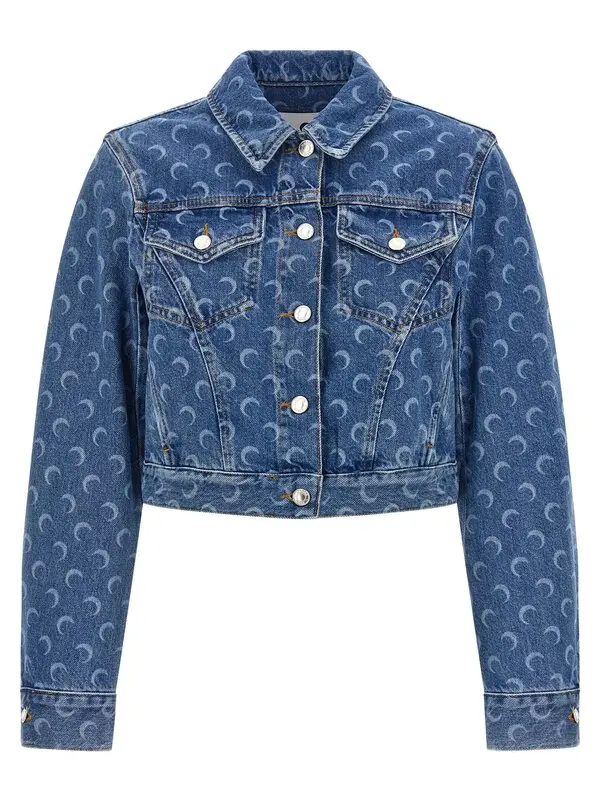 MARINE SERRE Moon Print Denim Jacket - Light Blue