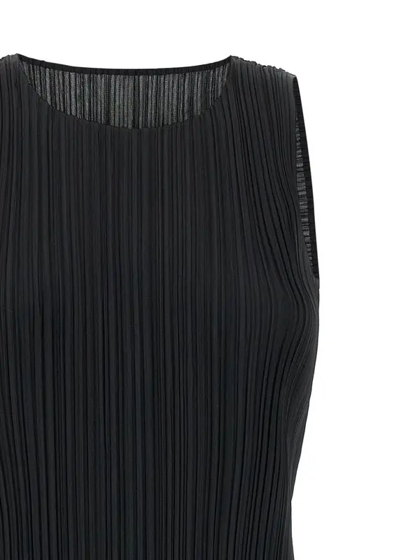 Issey Miyake Pleated Sleeveless Midi Dress