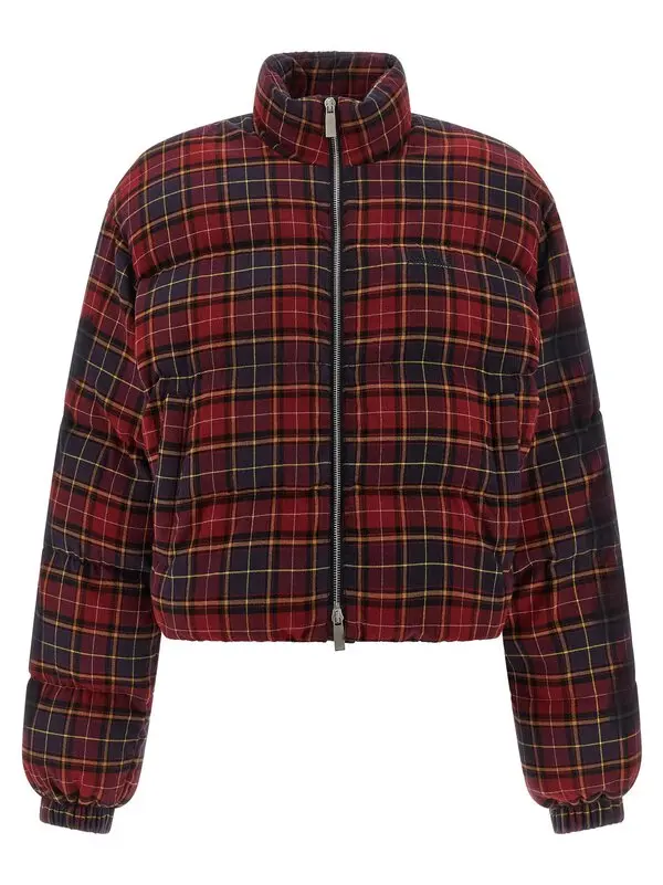 Off White Off-white Check Flan Arrow Spray Down Jacket - Bordeaux