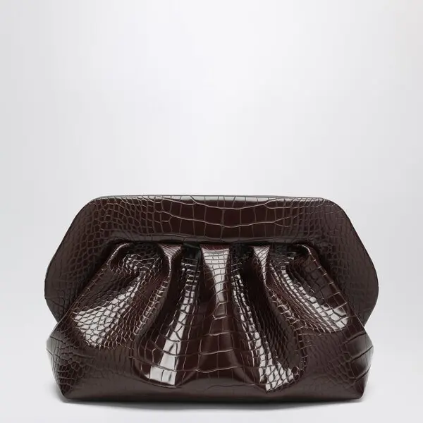 THEMOIRE Medium Bios Clutch Ebony Crocodile Effect