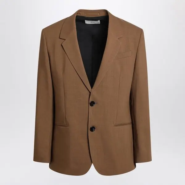 Ami Hazelnut Single Breasted Wool Jacket
