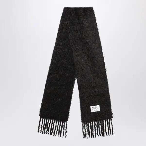 Acne Studios Wool Scarf With Logo - Black