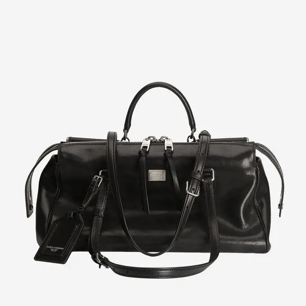 Dolce & Gabbana Vittoria Calfskin Leather Bag - Black