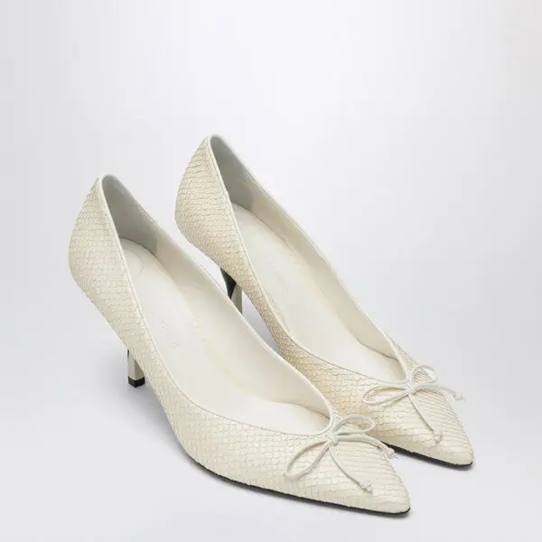 Jacquemus Python Embossed Leather Décolleté Pumps - White