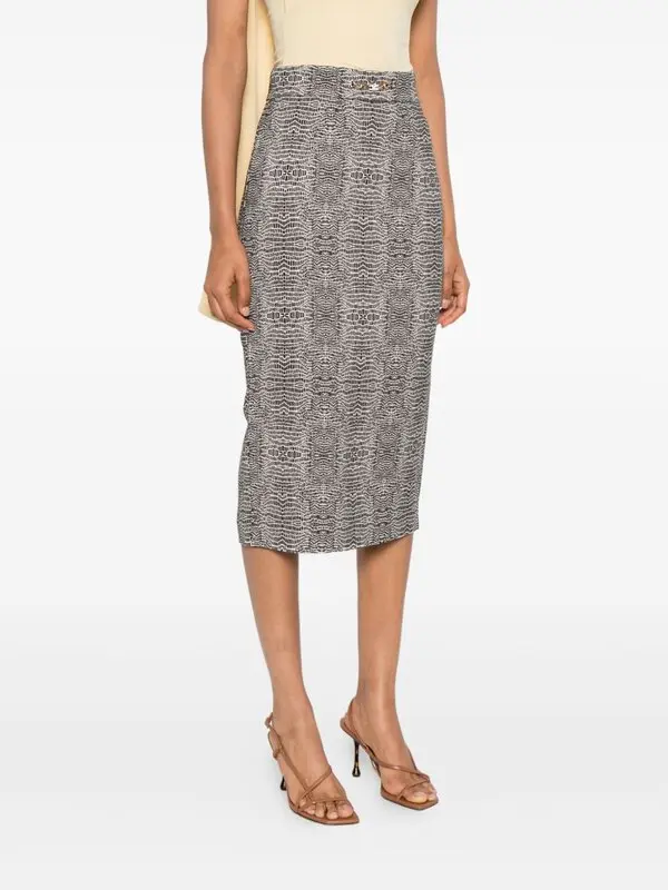 Elisabetta Franchi Midi Skirt With Gold-tone Hardware - Black
