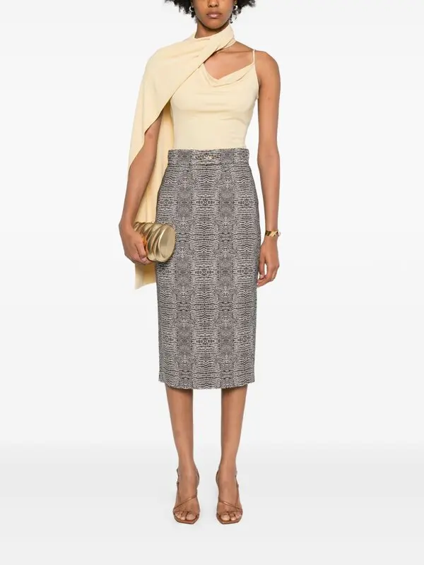 Elisabetta Franchi Midi Skirt With Gold-tone Hardware - Black