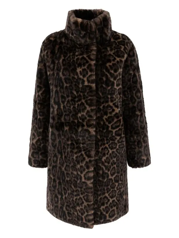 Apparis Blair Leopard Print Coat - Brown