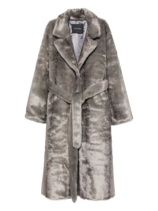 THELAURENT Belted Faux Fur Coat