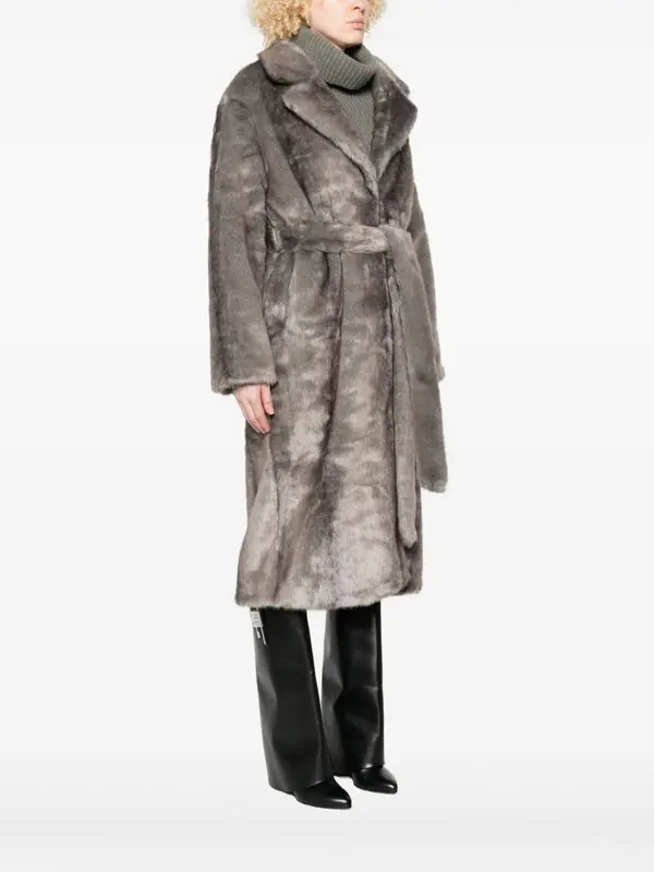 THELAURENT Belted Faux Fur Coat