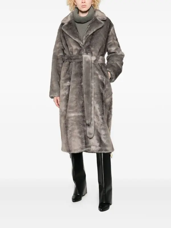 THELAURENT Belted Faux Fur Coat