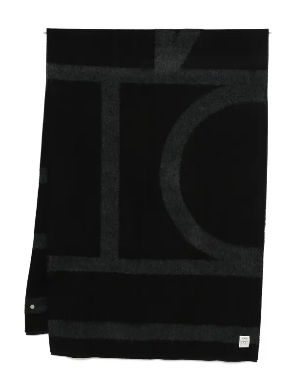 TOTÊME Wool Monogram Scarf - Black