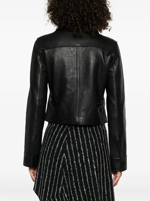 PAROSH Leather Cropped Jacket
