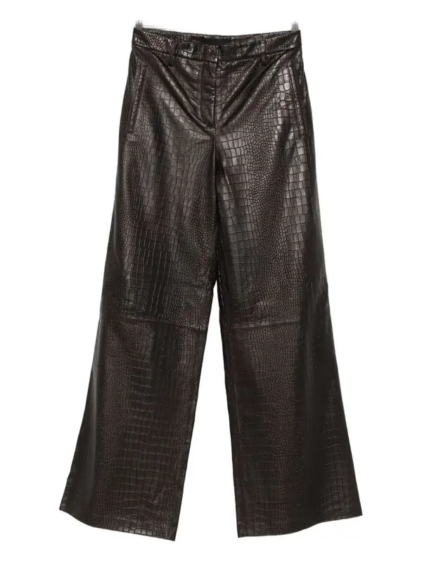 ENES Crocodile Effect Leather Trousers