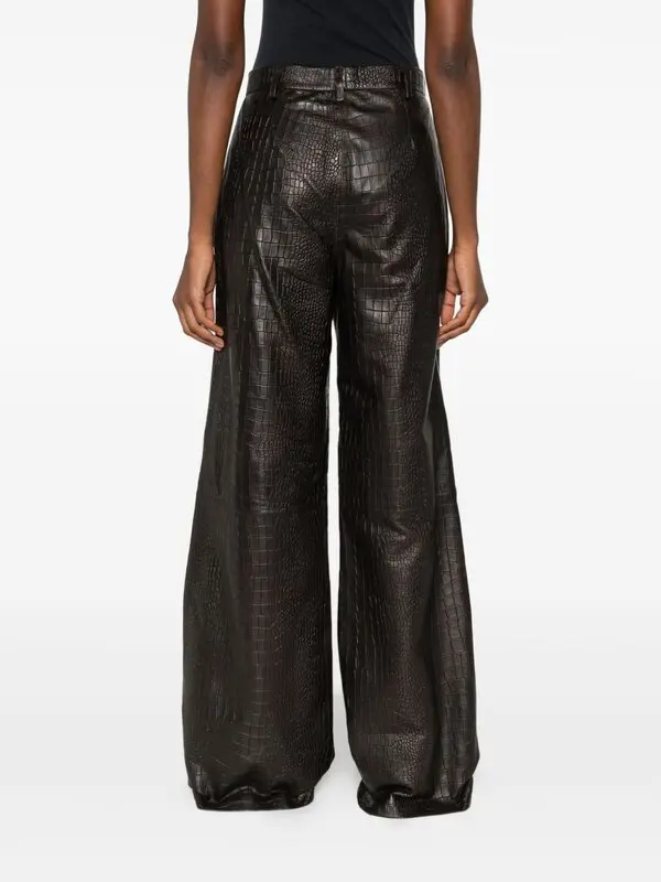 ENES Crocodile Effect Leather Trousers