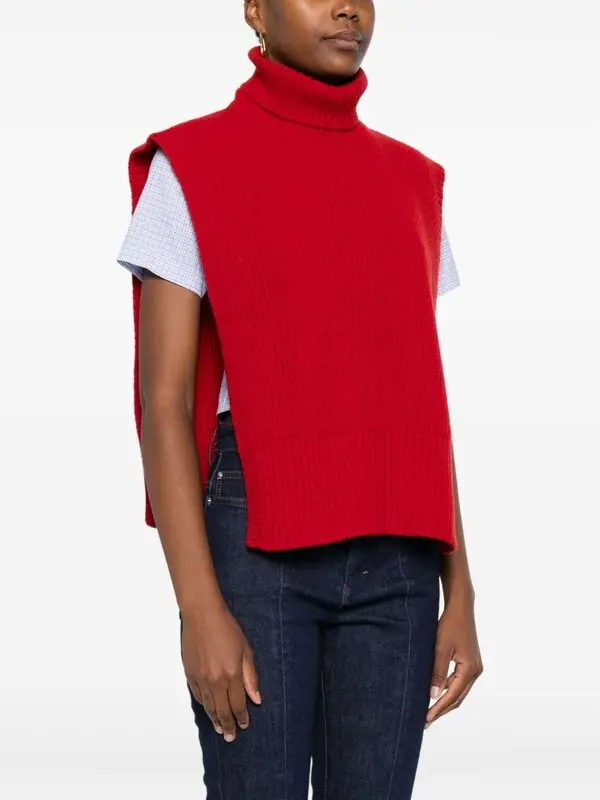 DAVANTINO Wool Turtleneck Sleeveless Sweater