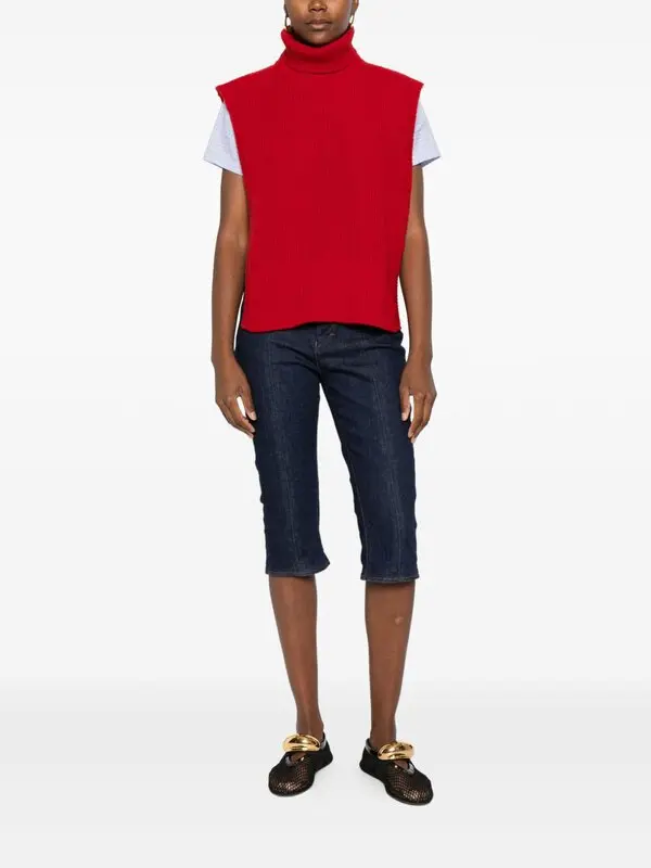 DAVANTINO Wool Turtleneck Sleeveless Sweater