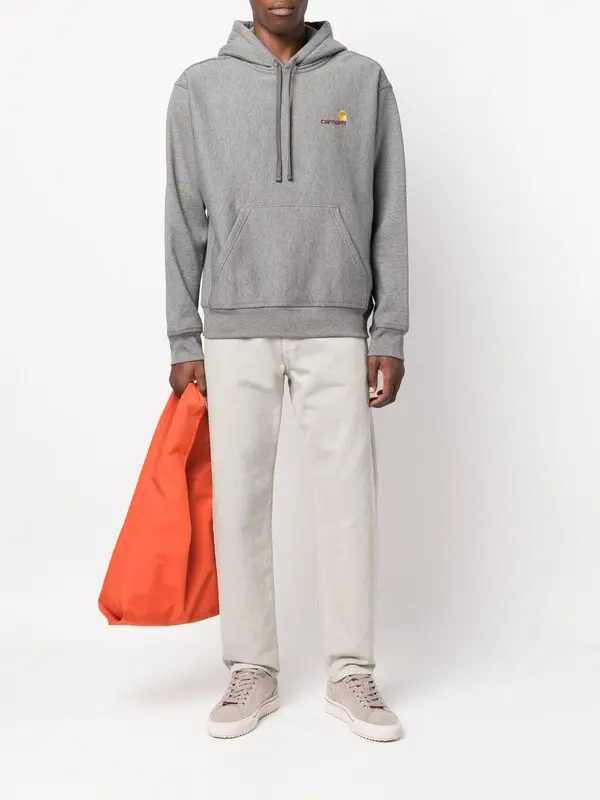 Carhartt Work In Progress Logo Cotton-blend Hoodie - Grey
