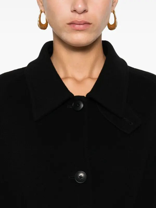 Closed Wool Belted Coat - Black