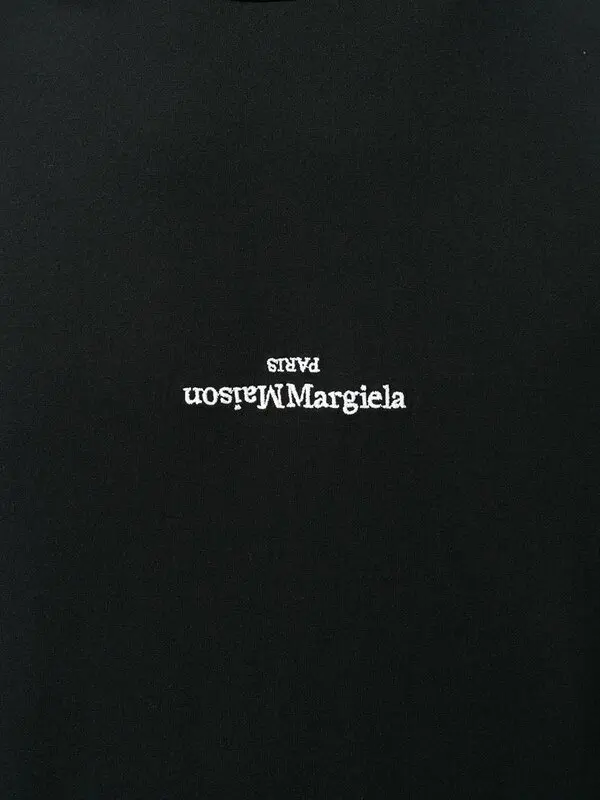 MAISON MARGIELA Logo Cotton T Shirt - Black