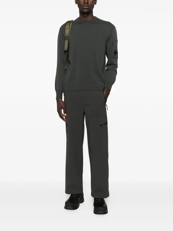 C.P. COMPANY Logo Wool Crewneck Sweater - Grey
