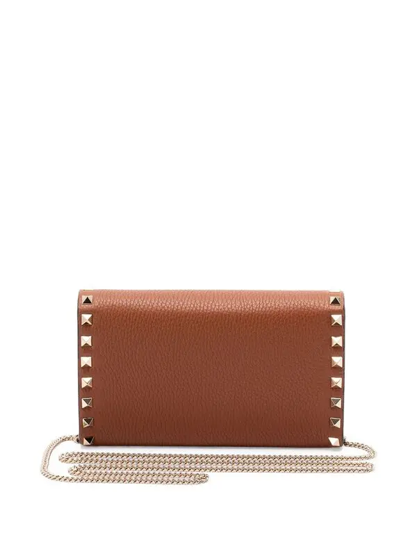 Valentino Garavani Rockstud Leather Wallet On Chain - Leather Brown