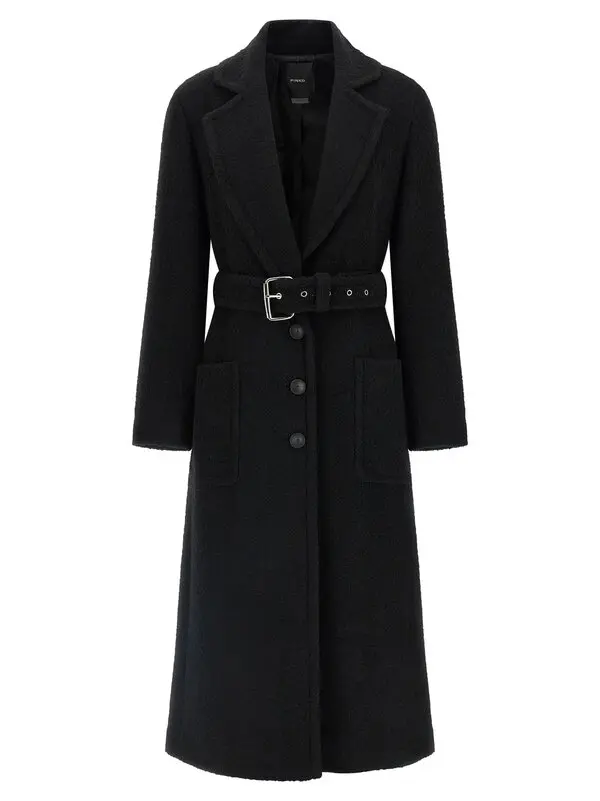 Pinko Cerfoglio Single-breasted Bouclé Coat