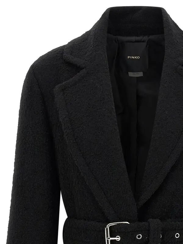 Pinko Cerfoglio Single-breasted Bouclé Coat