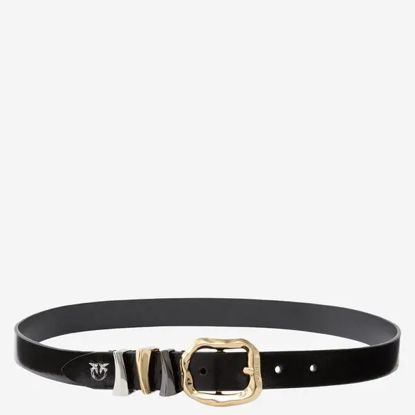 Pinko Love Birds Leather Belt - Black