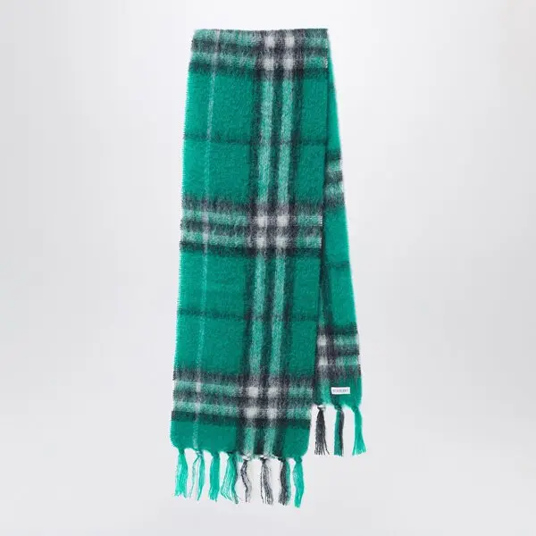 Burberry Check Wool And Mohair Scarf - Green