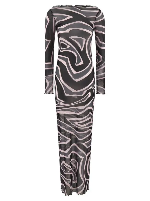 Emilio Pucci Marble Print Tulle Dress