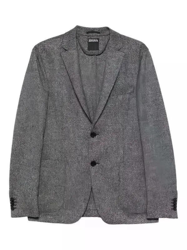 Zegna Buttoned Herringbone-pattern Blazer