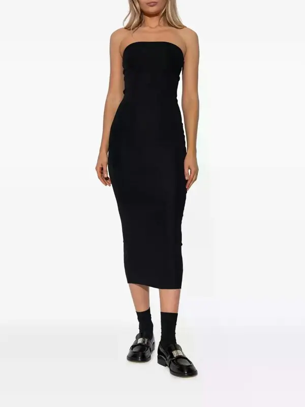 Entire Studios Strapless Ribbed Knit Midi Dress - Black