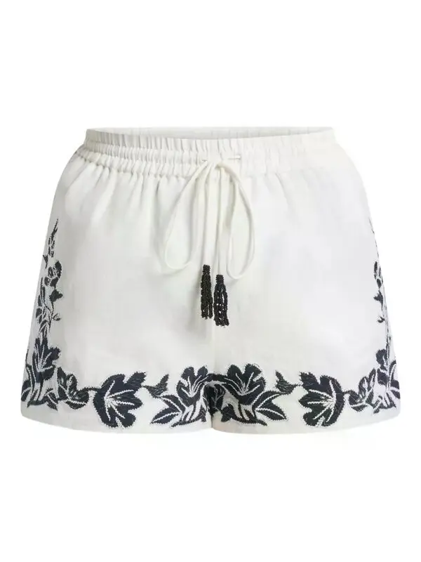 Hemant & Nandita Aahi Embroidered Tassel Shorts - White