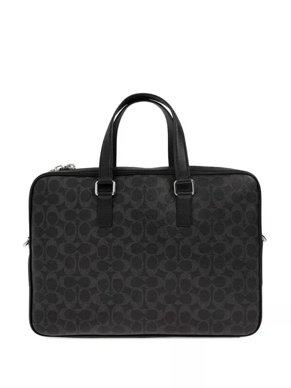 Coach Caden Zip Patterned Briefcase - Black