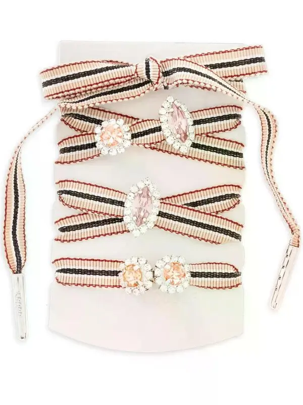 GOLDEN GOOSE Striped Crystal-appliqué Shoelaces - Neutrals