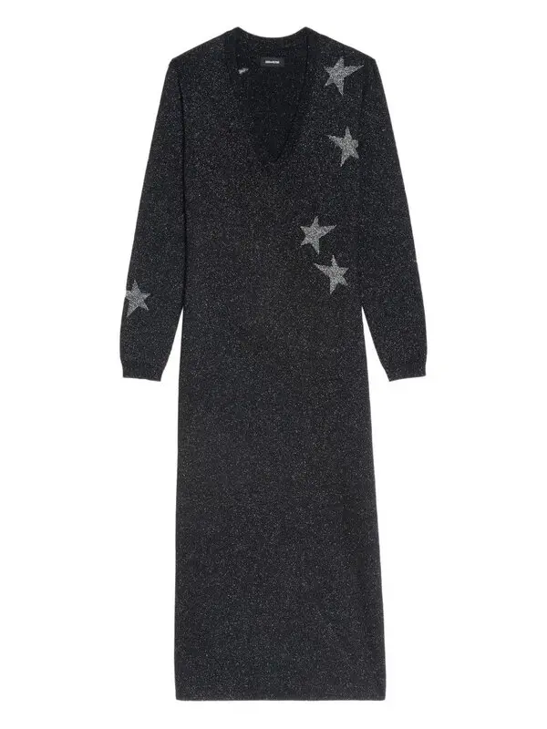 Zadig&Voltaire Stellly Merino Wool Maxi Dress With Lurex Stars