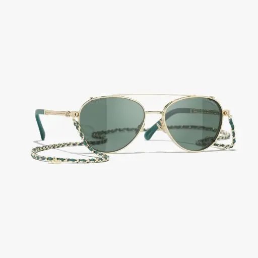 Chanel Pilot Sunglasses - Light Gold
