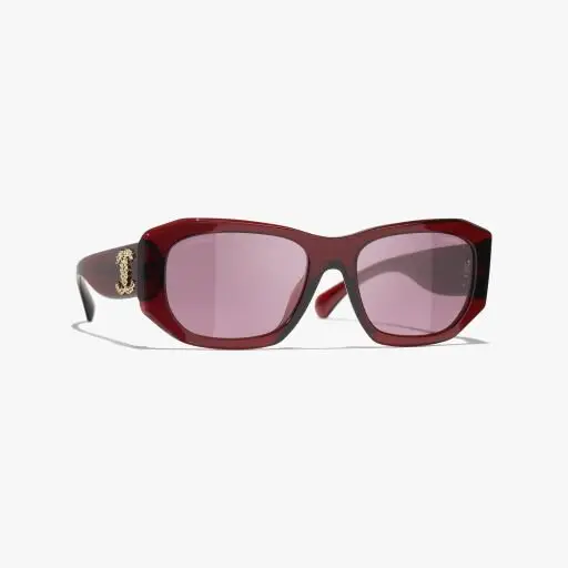 Chanel Rectangle Sunglasses - Burgundy