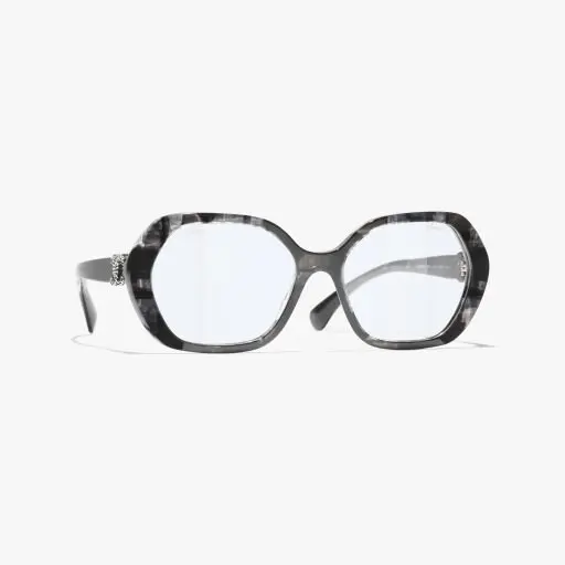 Chanel Square Eyeglasses - Black Tweed