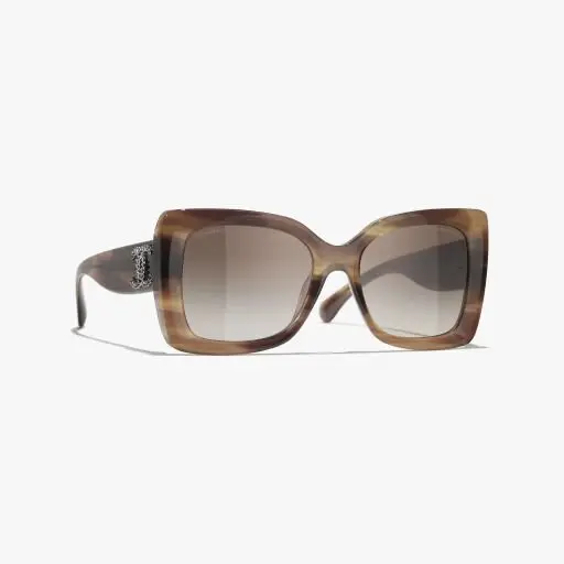 Chanel Square Sunglasses - Taupe Tortoise