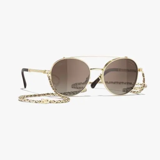 Chanel Pilot Sunglasses - Light Gold