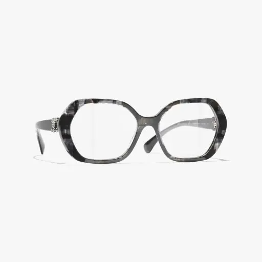 Chanel Square Eyeglasses - Black Tweed