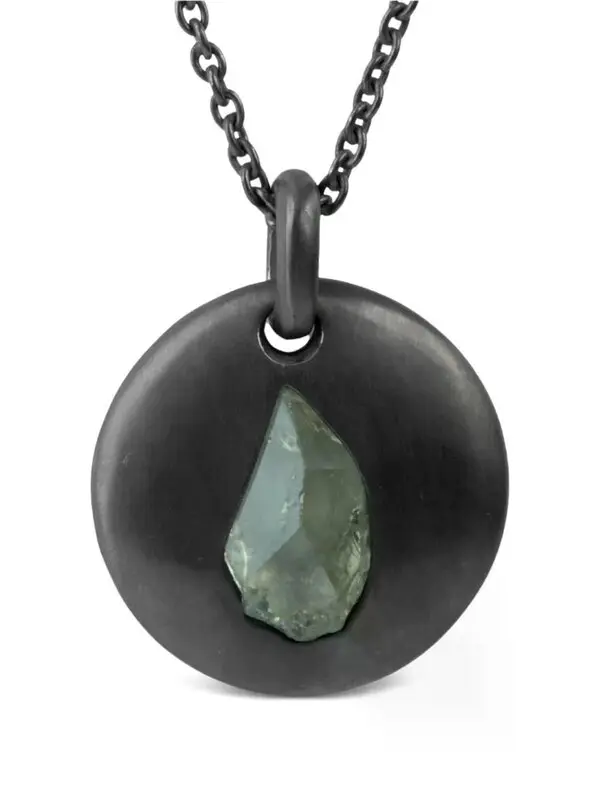 PARTS OF FOUR Disk Green Amethyst Necklace - Black