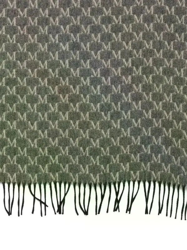 Max Mara Monogram-pattern Fringed Scarf - Black