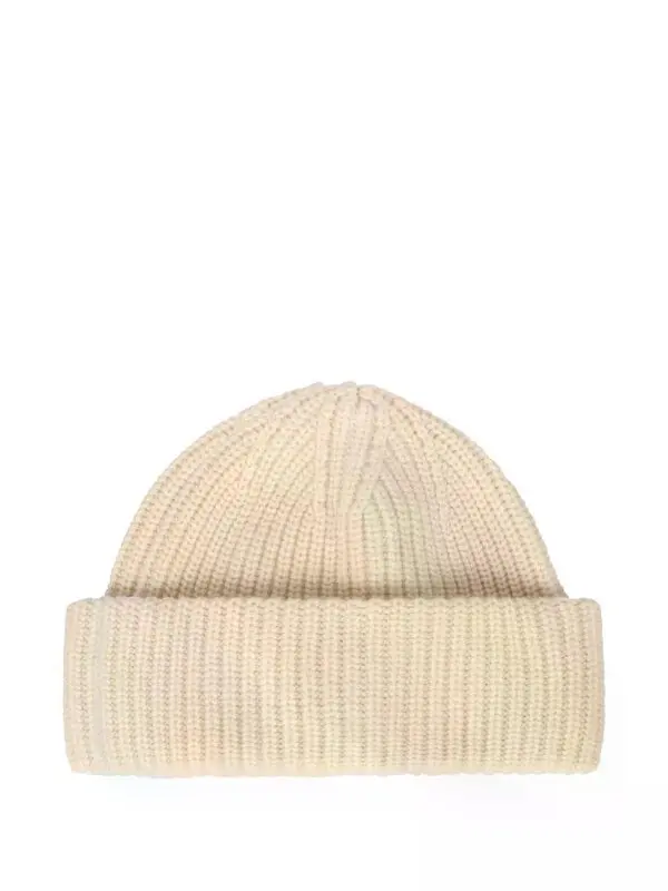 SLOWEAR Ribbed Cashmere Beanie - Neutrals