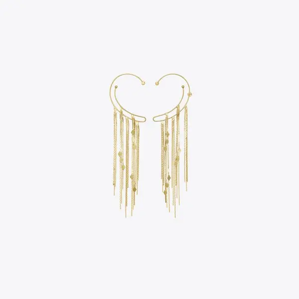 Tory Burch Runway Chain Ear Cuff - Light Brass/crystal