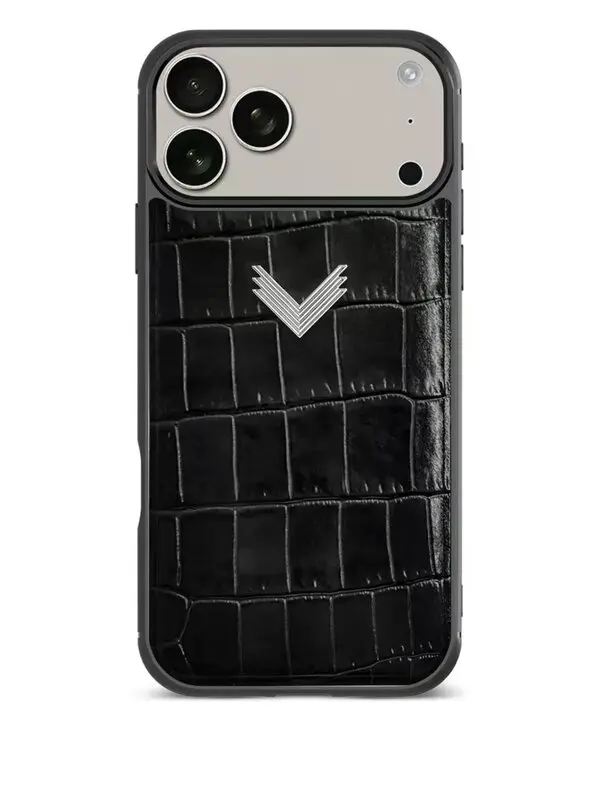 VELANTE Crocodile-embossed Iphone 17 Pro Max Phone Case - Black
