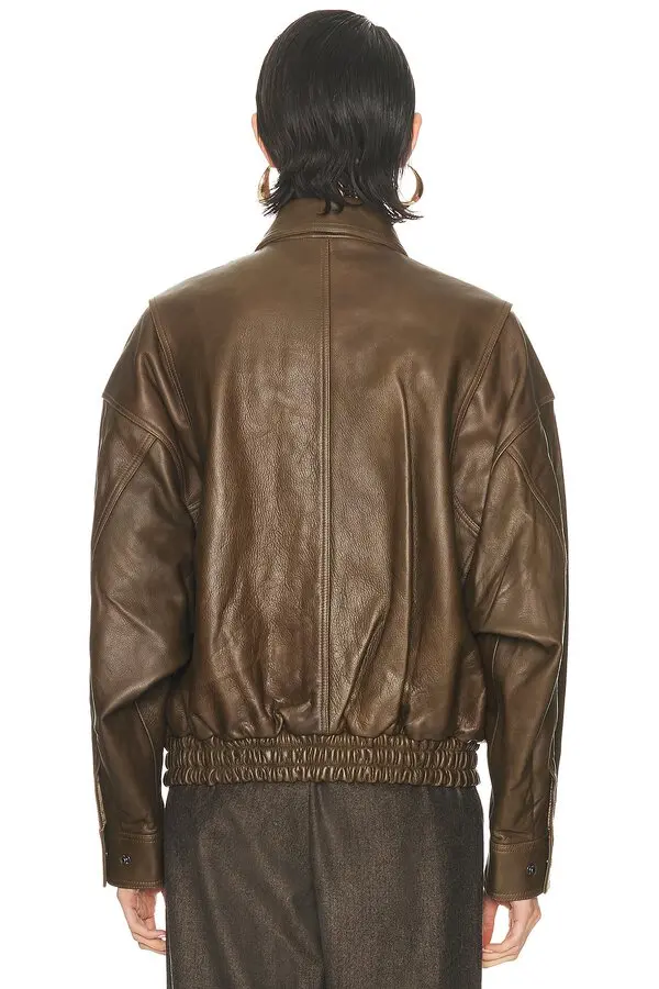 Staud Eugene Leather Jacket - Truffle