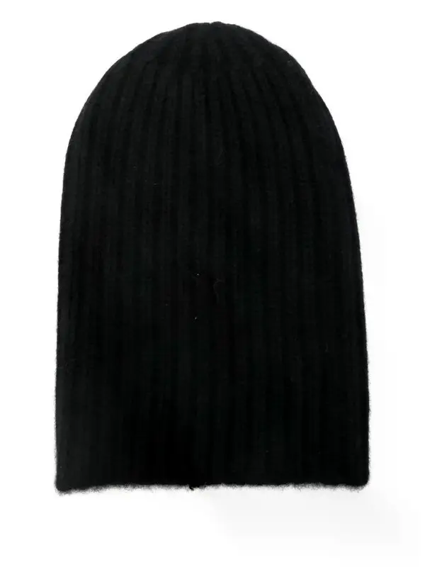 HURRAY Ribbed Cashmere Beanie - Black